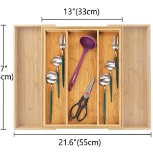 Utoplike In-drawer Knife Block Bamboo Kitchen 12 Knifes Drawer Organizer and Flatware Expandable Kitchen Drawer Organizer Set