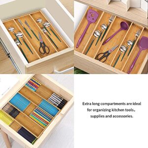 Utoplike In-drawer Knife Block Bamboo Kitchen 12 Knifes Drawer Organizer and Flatware Expandable Kitchen Drawer Organizer Set