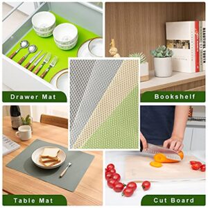 Rxemohesuoh Refrigerator Liner for Glass Shelves Table Mat,Fruit & Veggie Extender Liner for Kitchen Fridge,Non-Slip Waterproof Reusable to Protect Against Spill,11.4"X17.7",3Clear/3Green/3Begei/3Gray