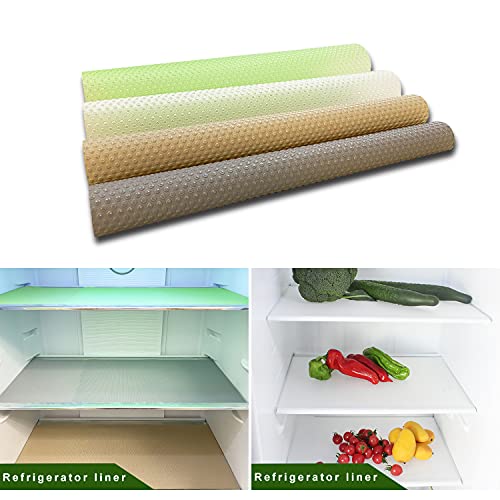 Rxemohesuoh Refrigerator Liner for Glass Shelves Table Mat,Fruit & Veggie Extender Liner for Kitchen Fridge,Non-Slip Waterproof Reusable to Protect Against Spill,11.4"X17.7",3Clear/3Green/3Begei/3Gray