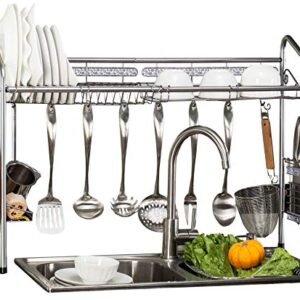 Premium Racks Professional Over The Sink Dish Rack - Fully Customizable - Multipurpose - Large Capacity (Chromium Steel)