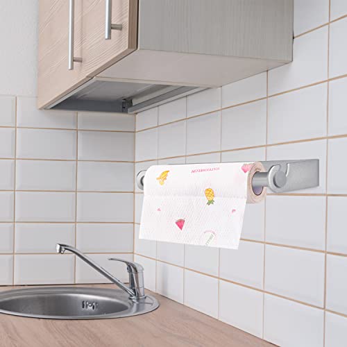 8T8 Sealer Bags Roll Holder ,Paper Towel Holder Under Cabinet [with Self Adhesive + Drill Screws], Wall Mounted for Kitchen, Bathroom, Large Rolls