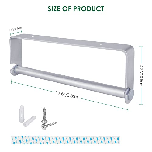 8T8 Sealer Bags Roll Holder ,Paper Towel Holder Under Cabinet [with Self Adhesive + Drill Screws], Wall Mounted for Kitchen, Bathroom, Large Rolls