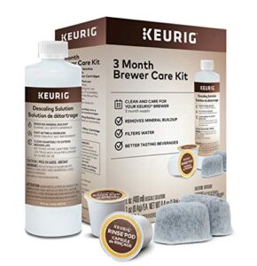 keurig 3-month brewer maintenance kit includes descaling solution, water filter cartridges & rinse pods, compatible classic/1.0 & 2.0 k-cup coffee makers, 7 count