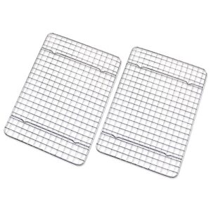 checkered chef cooling rack – set of 2 stainless steel, oven safe grid wire racks for cooking & baking – 8” x 11 ¾”