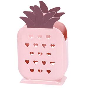 kichvoe kitchen utensils holder pineapple shaped silverware organizer plastic chopsticks caddy coffee bar countertop organizer spoon chopsticks cup with drain hole – pink