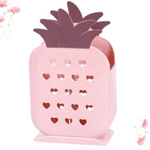 Kichvoe Kitchen Utensils Holder Pineapple Shaped Silverware Organizer Plastic Chopsticks Caddy Coffee Bar Countertop Organizer Spoon Chopsticks Cup with Drain Hole - Pink