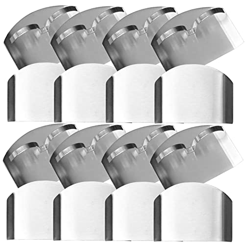 8 Pcs Finger Protector for Cutting Food,Stainless Steel Finetaur Finger Guard for Cutting Vegetables,Finger Shield for Dicing Slicing Chopping Thumb Finger Guard(Double)