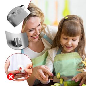 8 Pcs Finger Protector for Cutting Food,Stainless Steel Finetaur Finger Guard for Cutting Vegetables,Finger Shield for Dicing Slicing Chopping Thumb Finger Guard(Double)