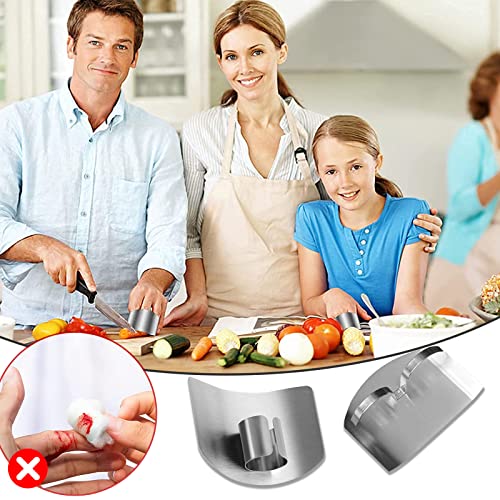 8 Pcs Finger Protector for Cutting Food,Stainless Steel Finetaur Finger Guard for Cutting Vegetables,Finger Shield for Dicing Slicing Chopping Thumb Finger Guard(Double)