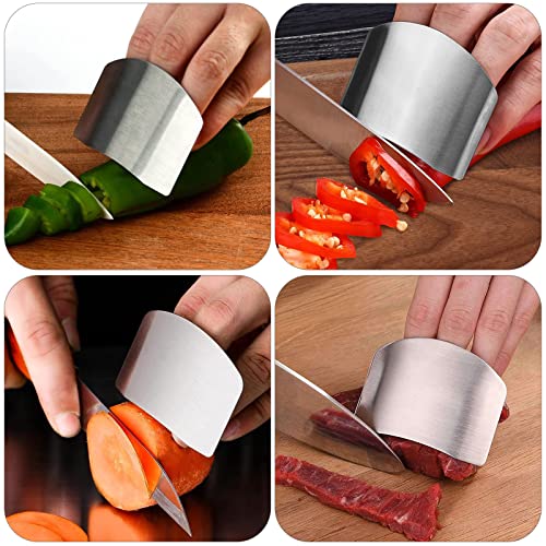 8 Pcs Finger Protector for Cutting Food,Stainless Steel Finetaur Finger Guard for Cutting Vegetables,Finger Shield for Dicing Slicing Chopping Thumb Finger Guard(Double)