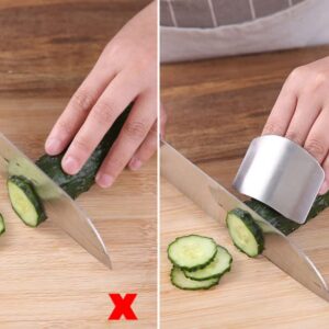 8 Pcs Finger Protector for Cutting Food,Stainless Steel Finetaur Finger Guard for Cutting Vegetables,Finger Shield for Dicing Slicing Chopping Thumb Finger Guard(Double)