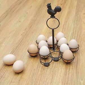 ChasBete Egg Holder Countertop Egg Storage, Egg Baskets for Fresh Eggs, Vintage Cast Iron Chicken Egg Basket, Hold up to 12 Eggs