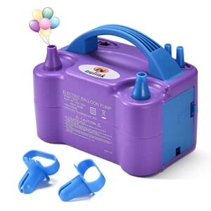 nulink electric portable dual nozzle balloon blower pump inflation for decoration, party [110v~120v, 600w, purple]