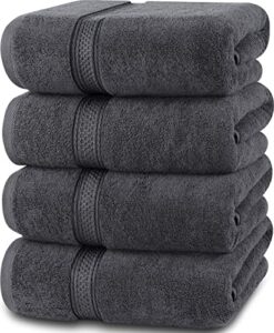 utopia towels 4 pack premium bath towels set, (27 x 54 inches) 100% ring spun cotton 600gsm, lightweight and highly absorbent quick drying towels, perfect for daily use (grey)