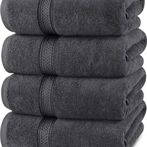 Utopia Towels 4 Pack Premium Bath Towels Set, (27 x 54 Inches) 100% Ring Spun Cotton 600GSM, Lightweight and Highly Absorbent Quick Drying Towels, Perfect for Daily Use (Grey)