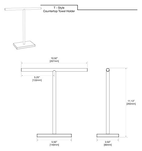 Gatco 1444MX Modern T-Shape Rectangle Base Freestanding Countertop Towel Holder, Matte Black