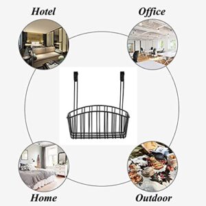 Okllen 2 Pack Over Cabinet Storage Basket, Metal Grid Kitchen Organizer Hang Over Cabinet Door, Bathroom Steel Wire Sink Organizer Holder for Shampoo, Body Wash, Cookbook, Cleaning Supplies, Black