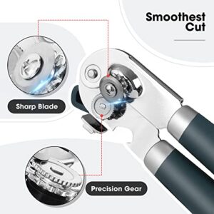 Can Opener Manual, Can Opener with Magnet, Hand Can Opener with Sharp Blade Smooth Edge, Handheld Can Openers with Big Effort-Saving Knob, Can Opener with Multifunctional Bottles Opener