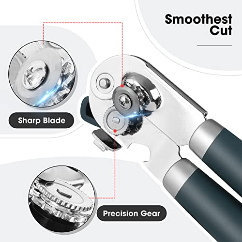 Can Opener Manual, Can Opener with Magnet, Hand Can Opener with Sharp Blade Smooth Edge, Handheld Can Openers with Big Effort-Saving Knob, Can Opener with Multifunctional Bottles Opener