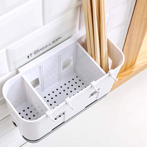 ZHIZHOU Kitchen Storage Shelf 1 Piece Wall Mounted Cutlery Drainer Rack with Drip Tray Utensils Organizer Spoon Fork Chopsticks Holder Caddy Kitchen Gadget Storage Grey