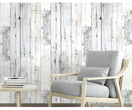 PoetryHome Self Adhesive Decorative Shiplap Wood Wall Paper Shelf Liner Kitchen Backsplash Cabinets Table Furniture Sticker 17.7x117 Inches