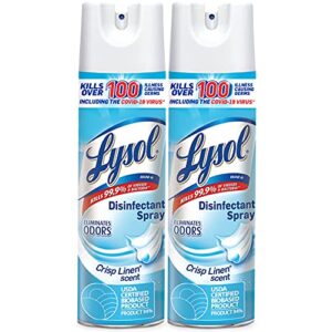 lysol disinfectant spray, sanitizing and antibacterial spray, for disinfecting and deodorizing, crisp linen, 19 fl. oz (pack of 2)