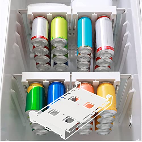 Hanging Soda Can Organizer for Refrigerator Adjustable Stacking Can Dispenser More Space Save Standard Cans Holder Storage for Fridge