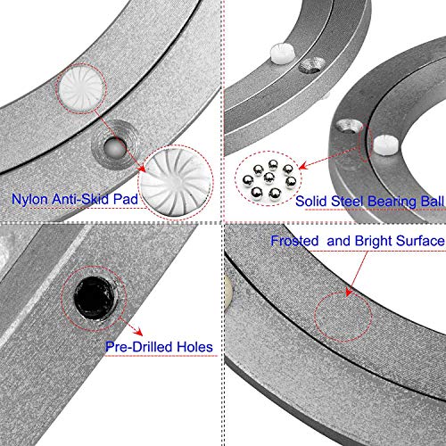 10 Inch Lazy Susan Turntable, A+Selected Heavy Duty Aluminium Lazy Susan Hardware, Sliver Rotating Turntable Bearing Table Base, Round Swivel Plate for Glass, Granite or Wood Kitchen Ding Table