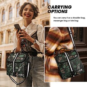 VLM Lunch Bags for Women,Leakproof Insulated Floral Lunch Box with Adjustable Shoulder Strap Reusable Zipper Cooler Tote Bag for Work,Picnic,Camping