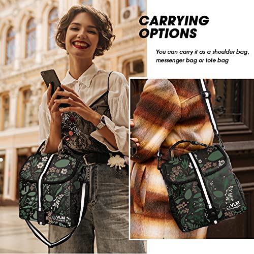 VLM Lunch Bags for Women,Leakproof Insulated Floral Lunch Box with Adjustable Shoulder Strap Reusable Zipper Cooler Tote Bag for Work,Picnic,Camping