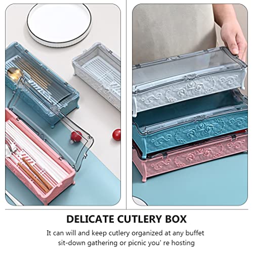 Flatware Storage Case Tableware Cutlery Container Silverware Flatware Chest with Lid European Style Chopsticks Spoons Boxes for Kitchen Storage