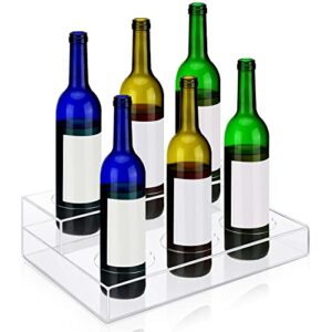 acrylic wine bottle holder clear coffee syrup rack 2 tier water bottle organizer bar syrup bottle display 6 bottles stand for kitchen, countertop, shelf, table top, pantry