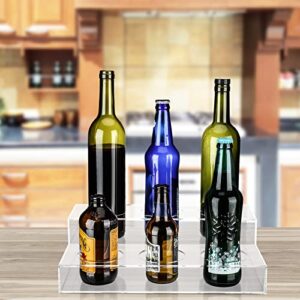 Acrylic Wine Bottle Holder Clear Coffee Syrup Rack 2 Tier Water Bottle Organizer Bar Syrup Bottle Display 6 Bottles Stand for Kitchen, Countertop, Shelf, Table Top, Pantry