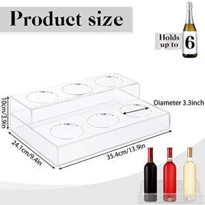 Acrylic Wine Bottle Holder Clear Coffee Syrup Rack 2 Tier Water Bottle Organizer Bar Syrup Bottle Display 6 Bottles Stand for Kitchen, Countertop, Shelf, Table Top, Pantry