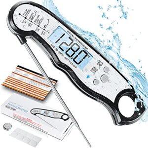 digital meat thermometer, waterproof instant read food thermometer for cooking and grilling, kitchen gadgets, accessories with backlight & calibration for candy, bbq grill, liquids, beef, turkey