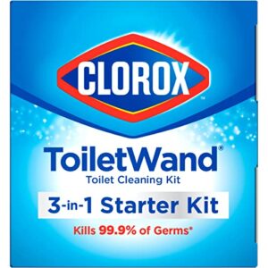 Clorox ToiletWand Disposable Toilet Cleaning Kit, Toilet Brush, Toilet and Bathroom Cleaning System with Storage Caddy and 6 Disinfecting ToiletWand Refill Heads (Package May Vary)