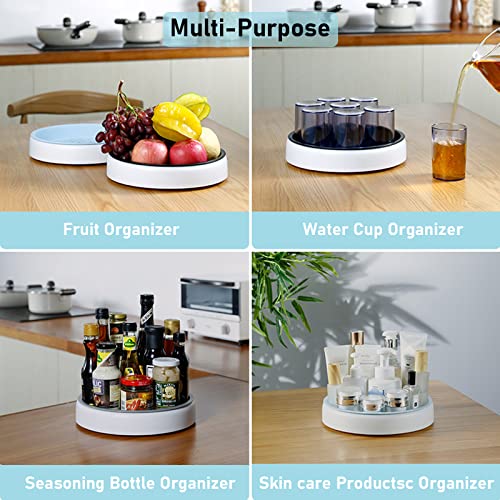 Lazy Susan Turntable Organizer,9 in Spice Turntable Rack,Rotating Round Organizers for Cabinet Pantry Kitchen Countertop Refrigerator Office Bathroom Bedroom,Grey