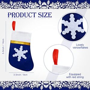 30 Pieces Christmas Dinner Table Decorations Snowflake Stocking Silverware Holder Mini Xmas Sock Tableware Holder Bag Knife Fork Spoon Knife Holder for Christmas Party Supplies(Snowflake Pattern)