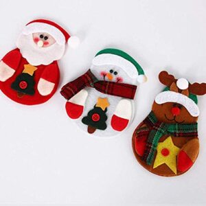 6 Pieces Christmas Tableware Holders Set Snowman Santa Claus Elk Tableware Bags suit for Christmas Party Decoration