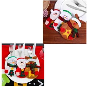 6 Pieces Christmas Tableware Holders Set Snowman Santa Claus Elk Tableware Bags suit for Christmas Party Decoration