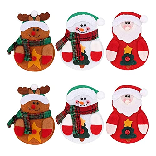 6 Pieces Christmas Tableware Holders Set Snowman Santa Claus Elk Tableware Bags suit for Christmas Party Decoration