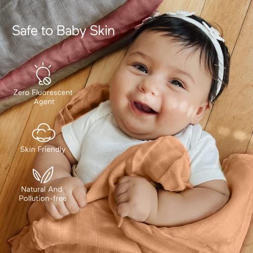 Momcozy Muslin Swaddle Blankets, Soft Silky Baby Blankets for Baby Boys & Girls, 4-Pack Breathable and Skin-Friendly Baby Swaddle, Baby Blankets Unisex, 47 x 47 inches