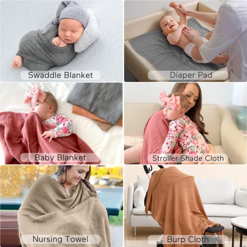 Momcozy Muslin Swaddle Blankets, Soft Silky Baby Blankets for Baby Boys & Girls, 4-Pack Breathable and Skin-Friendly Baby Swaddle, Baby Blankets Unisex, 47 x 47 inches