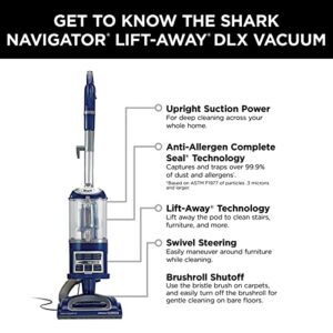 Shark NV360 Navigator Lift-Away Deluxe Upright Vacuum with Large Dust Cup Capacity, HEPA Filter, Swivel Steering, Upholstery Tool & Crevice Tool, Blue