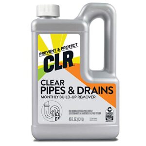 clr clear pipes & drains clog remover and cleaner, for shower, sink, toilet, garbage disposal, 42 ounce bottle