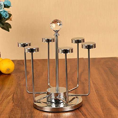 Vivian Rotating Cup Mug Glass Holder Rack Stainless Steel 6 Cups Drying Rack Stand