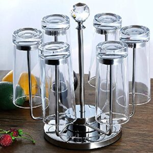 Vivian Rotating Cup Mug Glass Holder Rack Stainless Steel 6 Cups Drying Rack Stand