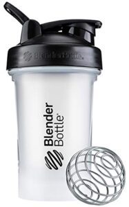 blenderbottle classic v2 shaker bottle perfect for protein shakes and pre workout, 20-ounce, clear/black