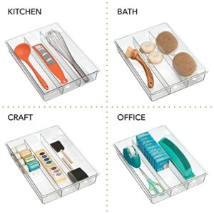 mDesign Plastic 3-Section Compact In-Drawer Utensil Storage Organizer Tray for Kitchen, Pantry; Holder for Silverware, Cutlery, Flatware, Large & Small Utensils, Spoon, Fork - Ligne Collection, Clear